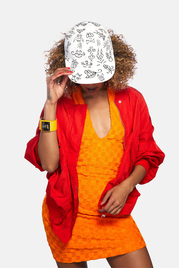 Doodle Cotton Baseball Cap in White - Doodleverse